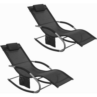 SoBuy Sonnenliege 2 Personen Liegestuhl Gartenliege wetterfest Schaukelstuhl mit Kopfkissen Schaukelliege Strandliege Outdoor Terrasse Balkon Camping bis