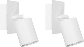 Beliani 2 Appliques Murales en M&eacute;tal Blanc Mat avec Point Lumineux Ajustable GU10 40W pour &Eacute;clairage de Salon Couloir Chambre ou Salle de Bain Moderne Beliani
