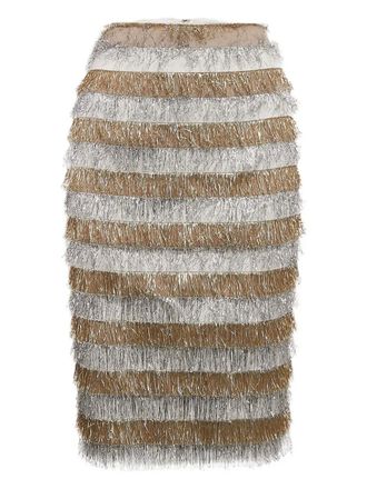 Max Mara jupe à franges métallisées - Gris