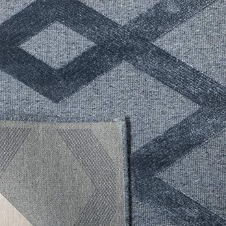 Safavieh Geometrisch Teppich f&uuml;r Wohnzimmer, Esszimmer, Schlafzimmer - Lana Collection, Kurzer Flor, Blau und Beige, 122 X 183 cm