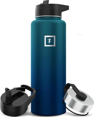 Iron Flask Edelstahl Trinkflasche mit Strohhalm - 650/950/1200/1800 ml - Kohlens&auml;ure Geeignet Auslaufsicher Doppelwandig Isoliert Thermosflasche BPA-Freie - Wass