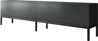 Dmora Fernsehschrank Regulus, St&auml;nder f&uuml;r Wohnzimmerfernseher, Niedriges Wohnzimmer-Sideboard, TV-St&auml;nderbasis, 180x30h47 cm, Anthrazit und Schwarz, mit