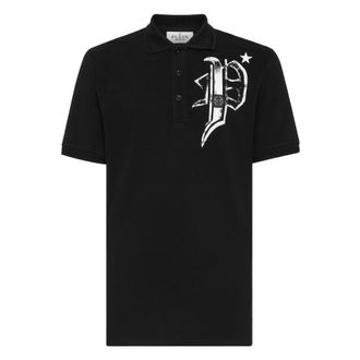 Philipp Plein Homme, Tops, Noir, Taille: 4XL Polo Slim Fit en jersey Skull&Bones