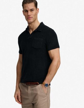 Superdry Polo en tissu &eacute;ponge - Bleu marine &eacute;clipse
