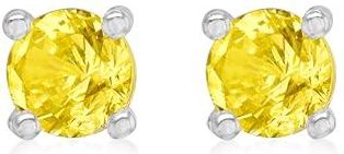 Amazon Essentials Boucles doreilles à tige en argent sterling rhodié avec pierre de naissance de novembre en zircon cubique citrine