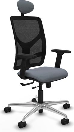 Piqueras y Crespo Drehstuhl mit Rollen und 2D-Armlehnen, h&ouml;henverstellbare Lendenwirbelst&uuml;tze und festes Kopfteil, ausgestattet mit Syncro/Traslack und Schneideschaum. 