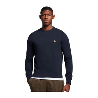 Lyle & Scott Homme, Pulls, Bleu, Taille: 2XL Pull en Coton Col Rond Bleu Marine