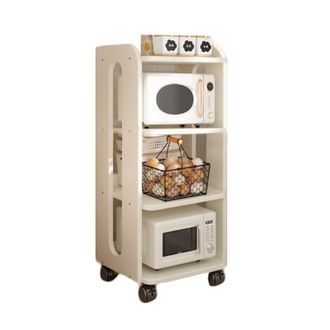 Generic Schlanker Aufbewahrungswagen, Massivholz-Aufbewahrungsregal, Offener Organizer-Wagen Mit 360&deg;-Bremsr&auml;dern, for Schmale Stellen Im Badezimmer(Color 1,2