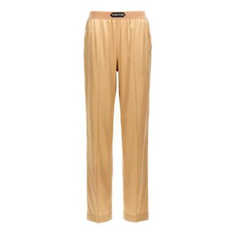 Tom Ford Stretch Seidensatin-Pyjamahose - - Trousers - Damen - Beige - L
