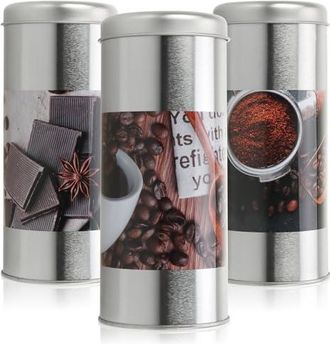 Com-Four Com-Four Lot de 3 bo&icirc;tes &agrave; dosettes de caf&eacute; r&eacute;cipients conservation avec d&eacute;corations