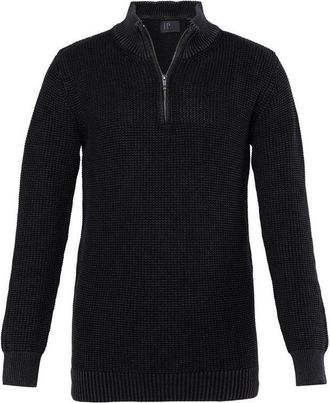 JP1880 Rundhalspullover Troyer Stehkragen mit Zipper Vintage Look bis 7 XL