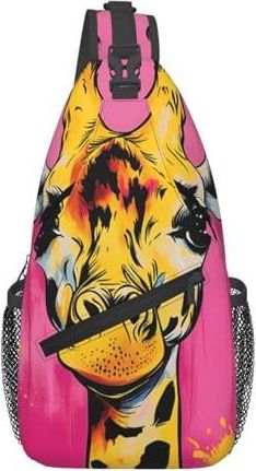 Generic Sac &agrave; dos &agrave; bandouli&egrave;re pour homme Motif girafe Jaune