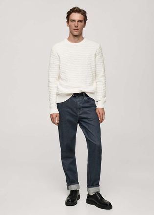 Mango Strickpullover in Wickel-Optik cremewei&szlig; - Herren - XL - MANGO MAN