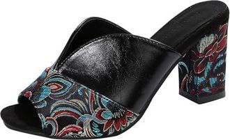 Generic Sandales dété pour femmes 2026 à talon épais avec bouche de poisson haut, chaussons de marche pour dames, Noir, 38.5 EU