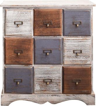 Mobili Rebecca Mobili Rebecca - Rebecca Mobili Schubladenschrank 9 Schubladen weiß Braun Grau Shabby 63x60x23