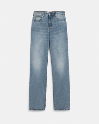 Ami Ami Paris - Jean bleu coupe large en coton Bleu Used - Taille : 25/SH - Longueur courte