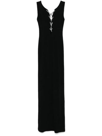Givenchy robe longue &agrave; d&eacute;tail de la&ccedil;age - Noir