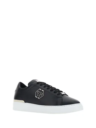 Philipp Plein Mens Hexagon Low Top Sneakers Black