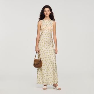 Sandro Langes Kleid mit Blumendruck