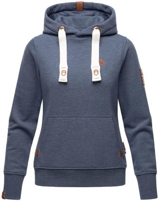 Navahoo Damen Sweatshirt Hoodie Pullover Pulli Sweater Kapuze warm B686 [B686-Daml-Blau-Melange-Gr.L]