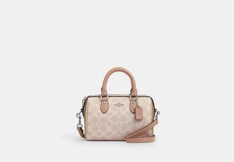 Coach Mini Rowan Umh&auml;ngetasche Aus Blockiertem Signature Canvas f&uuml;r Frauen in Beige
