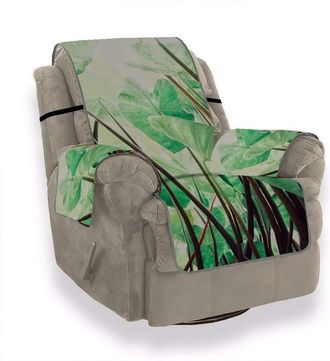 A.Monamour Sofabezug Sofaüberwurf Sesselschoner Tropische Grüne Blätter Botanische Garten Naturszene Samt Sesselbezug Sesselhusse Sessel Abdeckung Sesselschutz S