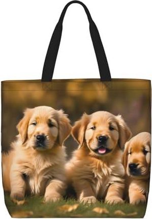 Generic Chiots Golden Retriever Animaux De Compagnie Sac Courses R&eacute;utilisable Sacs Imperm&eacute;able Sac Fourre-Tout Pour Plage Quotidienne Shopping
