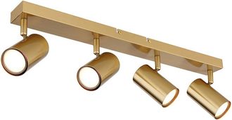 Globo Lighting Deckenstrahler 4 flammig Deckenlampe gold Wohnzimmerlampe Deckenleuchte, Spots beweglich, 4x GU10 Fassungen, LxBxH 56x6x12 cm