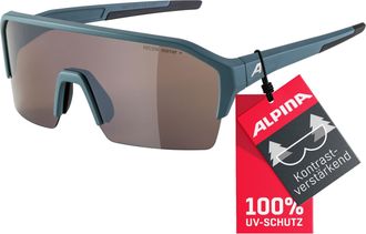 Alpina RAM HR Q-LITE V - Verspiegelte, Kontrastverst&auml;rkende & Beschlagfreie Sport- & Fahrradbrille Mit 100% UV-Schutz F&uuml;r Erwachsene Blau (smoke-blue matt) B