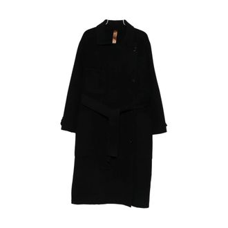 Glox Schwarzer G&uuml;rtelmantel Mit Kragen - - Coats - Damen - Schwarzk - XS