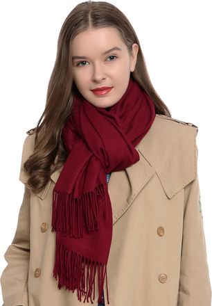DonDon Schal Damen Winter Wollschal Winterschal warm weich 185 x 65 cm dunkelrot