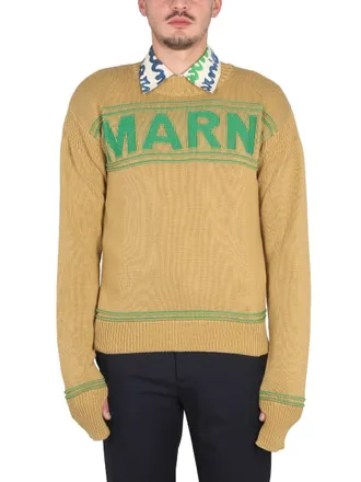 Marni Logo Cotton Knit Sweatshirt - Yellow