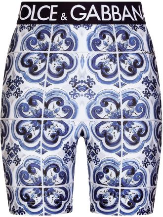 Dolce & Gabbana short de cyclisme à imprimé Majolica - Bleu