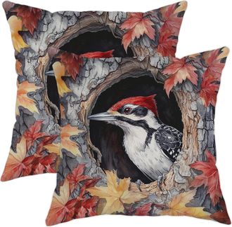Generic Herbstspechtvogel Dekokissen Modern Sofakissen Komfort Dekokissenbezug F&uuml;r Heimdekoration Hotel B&uuml;ro 45X45Cm 2Er Set