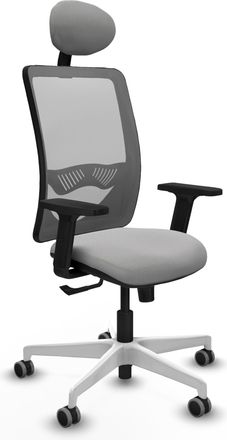 Piqueras y Crespo Grauer Schreibtischstuhl Zulema mit 2D-Armlehnen, h&ouml;henverstellbarer Lendenwirbelst&uuml;tze und festem Kopfteil, ausgestattet mit 3 Positionen und Schneid