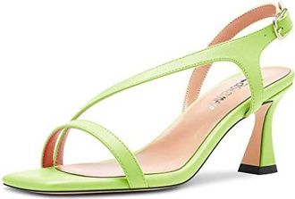 Castamere Femmes Mi Talon Heel Ouvert Bout Slingback Été Mariage Danse Cute 6.5 CM Heels Vert Pâle 41 EU