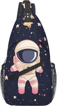 Generic Sacoche Bandouliere Astronaute de dessin anim&eacute; Plan&egrave;te spatiale R&eacute;glable Sling Sac &agrave; Bandouli&egrave;re Mode Sac &agrave; Dos De Voyage pour Homme Femme Camping