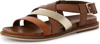 Marco Tozzi Damen Sandalen flach aus Leder Sommer, Braun (Cognac Comb), 36 EU