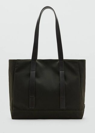 Mango Sac cabas 100 % coton avec poign&eacute;e kaki - Homme - Taille unique - MANGO MAN
