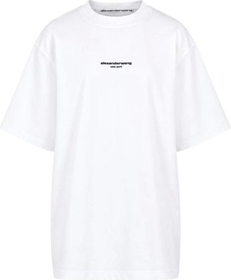 Alexander Wang T-shirt &agrave; manches courtes avec logo - Femme - Tops - Blanc - Taille: 42 FR
