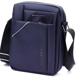 Pierre Cardin Sac &agrave; bandouli&egrave;re pour homme Cuir v&eacute;g&eacute;talien Produit v&eacute;g&eacute;talien 18x25x6 cm 2011-ALAN09, bleu, Taille unique