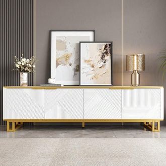 Generic Viert&uuml;riger TV-St&auml;nder - St&auml;nder und niedrige Platte, einzigartiges Design mit geometrischer Textur. Abmessungen: 160 x 37,5 x 48 cm (B x T x H)