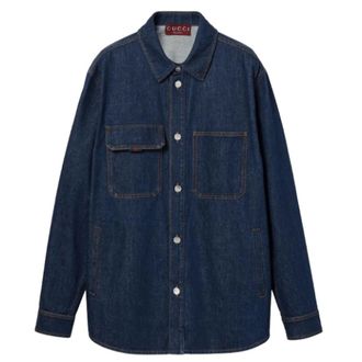 Gucci Dunkelblaues Denim Hemd mit Kn&ouml;pfen - - Shirts - Herren - Blau - XL
