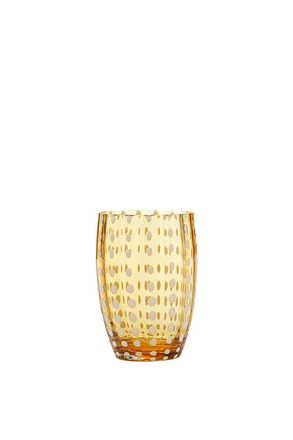Zafferano Perle Glasbecher - Handgemachtes Buntglas, cl 32 h 109mm d 71mm - Set 6 St&uuml;ck - (Bernstein)