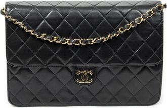 Chanel Crossbody Bags - Vintage Push Lock Straight Flap - Gr. unisize - in Schwarz - f&uuml;r Damen