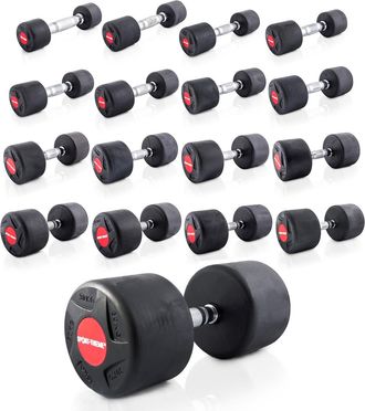 Sport-Thieme Kompakthantel Gummi in Studioqualität | Gummihantel in 17 Gewichtsklassen: 2-30 kg | Verchromter, gerändelter Griff | Kratz- und stoßunempfindlich | M