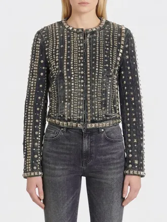 R13 Jeansjacke mit Nieten und Strasssteinen