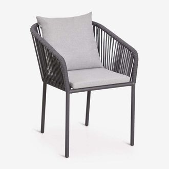 Sklum Pack mit 2 Gartenst&uuml;hlen mit Armlehnen aus geflochtener Schnur Arhiza Classic Grau Graphit