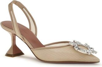 Amina Muaddi Womens Begum Pump Beige Upper Polyester Sole