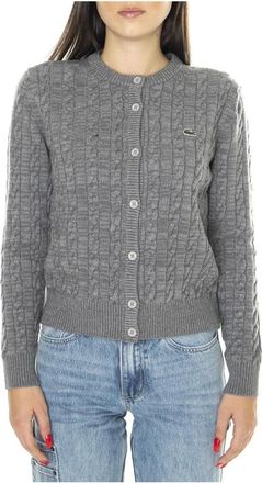 Lacoste Femme, Pulls, Gris, Taille: 38 FR Cardigan Boutonn&eacute;